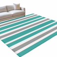 Area Rug 3x5ft Turquoise, White and Grey Stripes Washable Area Rugs for ...