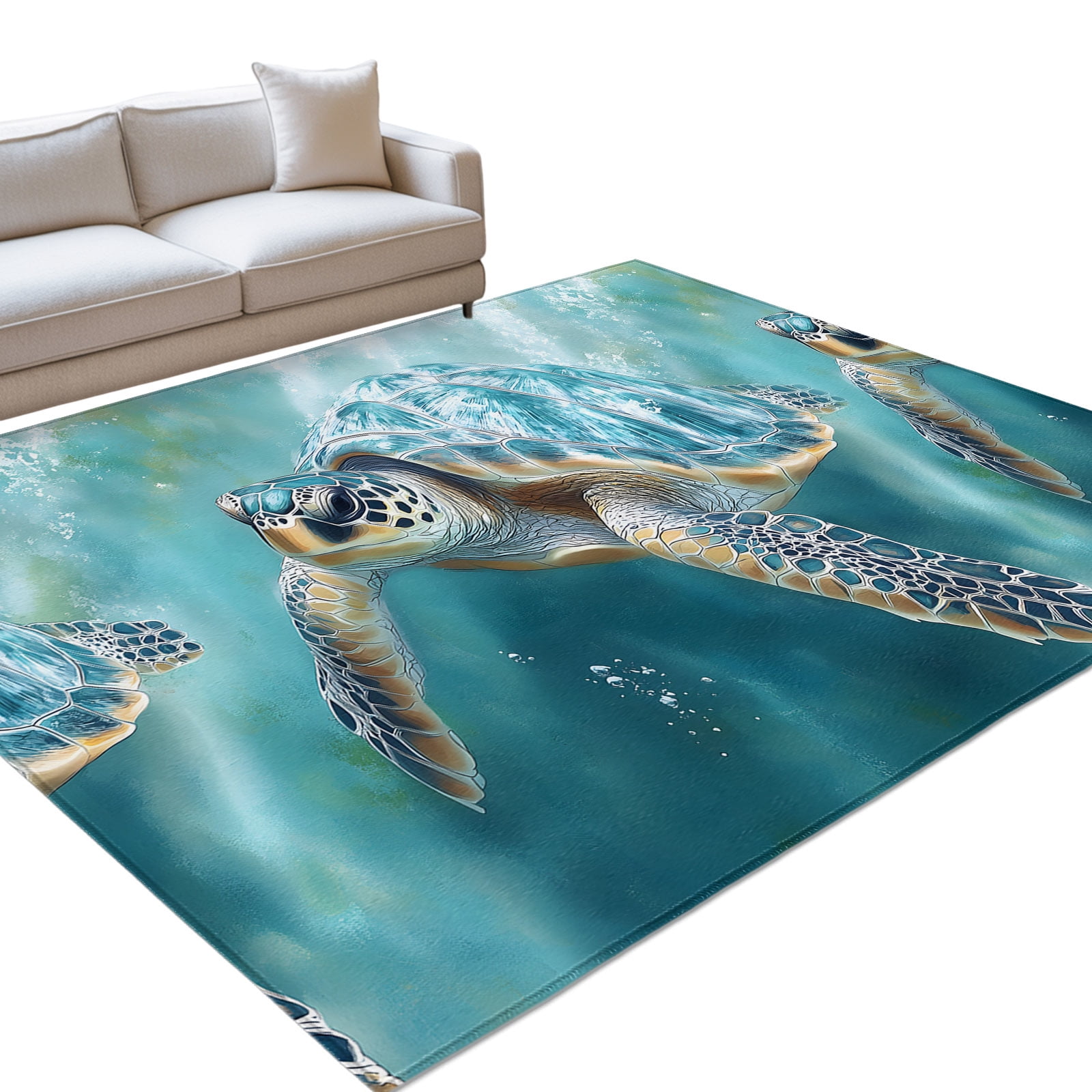 Area Rug 3x5ft Turtle Ocean Wave Washable Area Rugs for Living Room ...