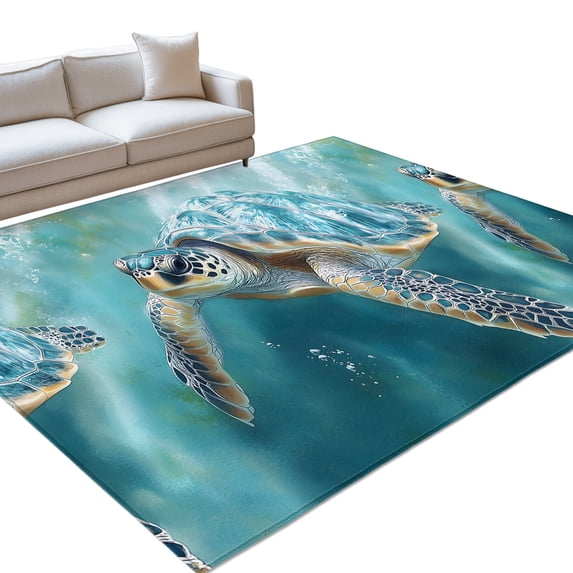 Area Rug 3x5ft Turtle Ocean Wave Washable Area Rugs for Living Room ...