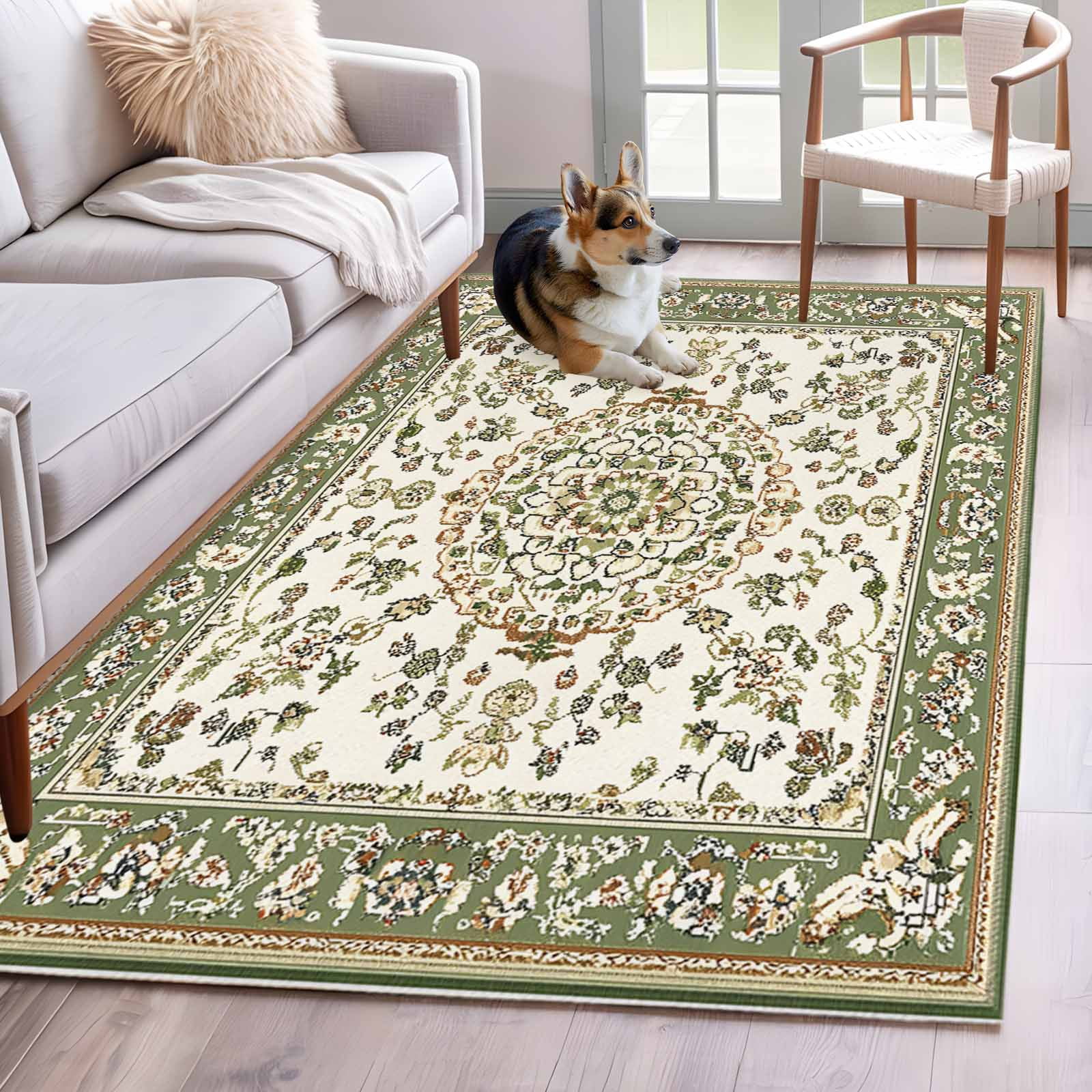 Area Rug 3x5ft Vintage Farm Floral Patterns Area Rugs Washable Low Pile ...