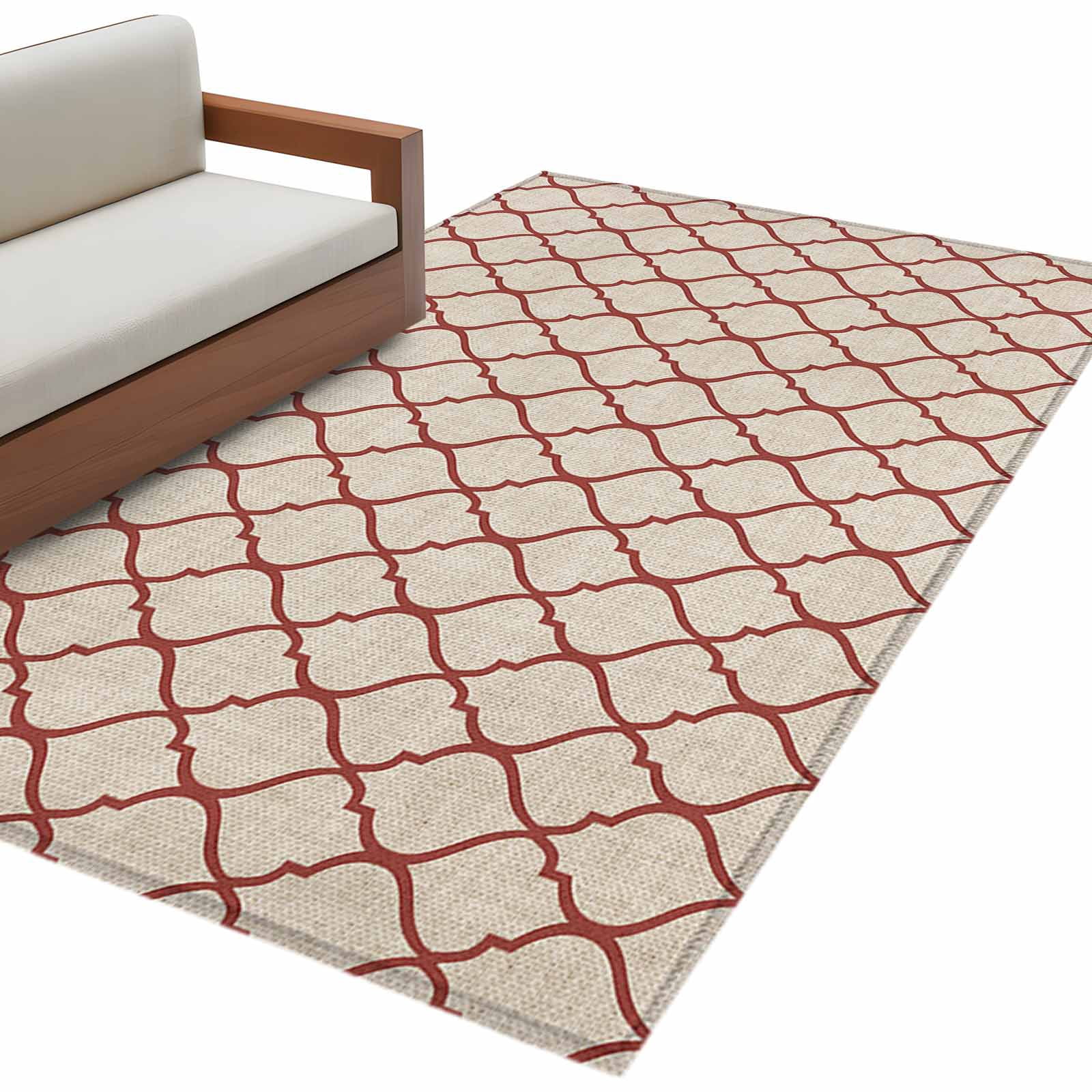 Area Rug 3x5ft, Vintage Moroccan Lattice Pastoral Style Washable Rugs ...