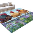 Area Rug 3x5ft Vintage Rooster Purple Flowers Washable Area Rugs for ...