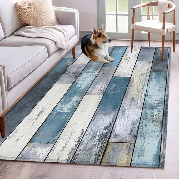 Area Rug 3x5ft Vintage Rustic Wooden Board Area Rugs Washable Low Pile ...