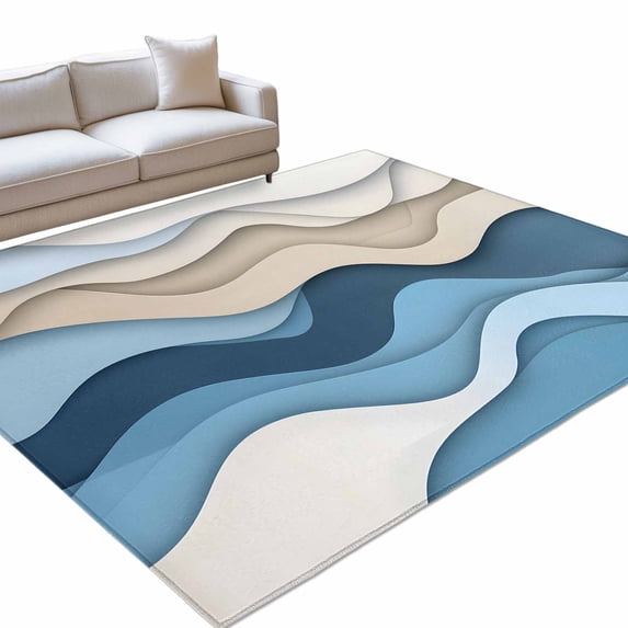 Area Rug 3x5ft Water Ripple Washable Area Rugs for Living Room Blue ...