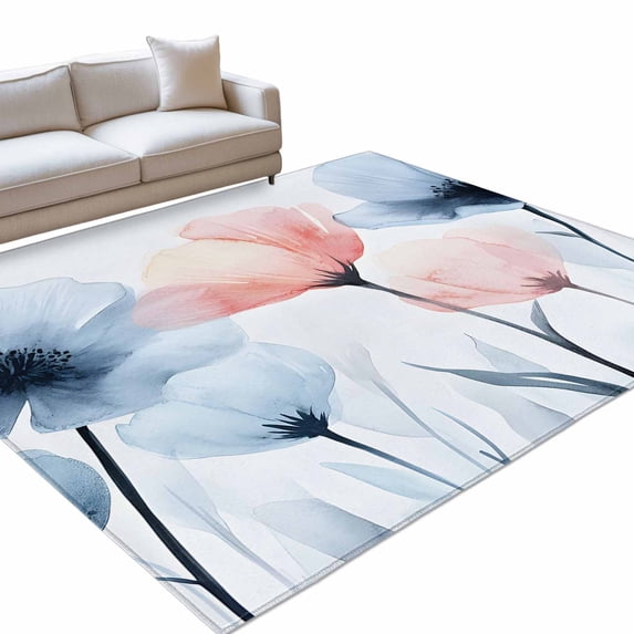 Area Rug 3x5ft Watercolor Art Washable Area Rugs for Living Room Pink ...