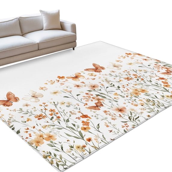 Area Rug 3x5ft Watercolor Flower Washable Area Rugs for Living Room ...