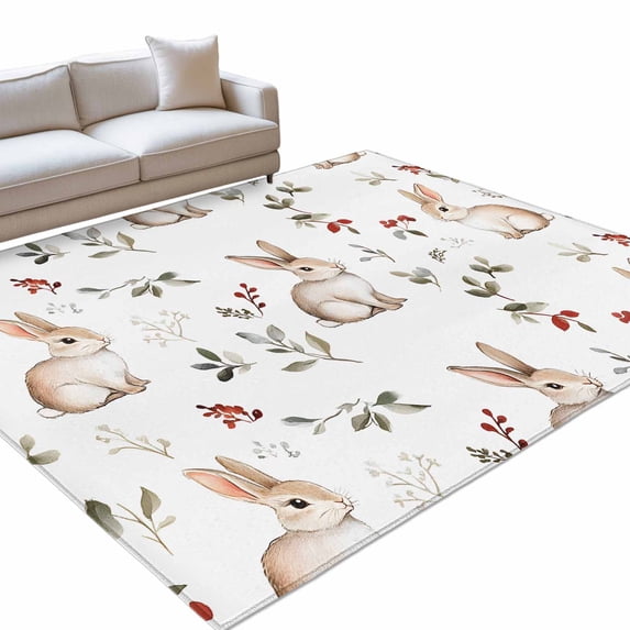 Area Rug 3x5ft Watercolor Rabbit Washable Area Rugs for Living Room ...