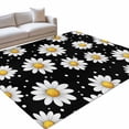 Area Rug 3x5ft White Daisy Washable Area Rugs for Living Room Black ...