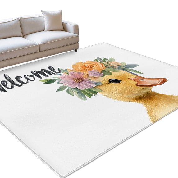 Area Rug 3x5ft Yellow Duck Wreath Washable Area Rugs for Living Room ...
