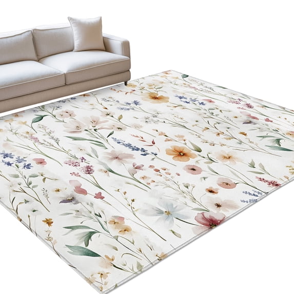 Area Rug 3x5ft Yellow Flowers Leaves Washable Area Rugs for Living Room ...