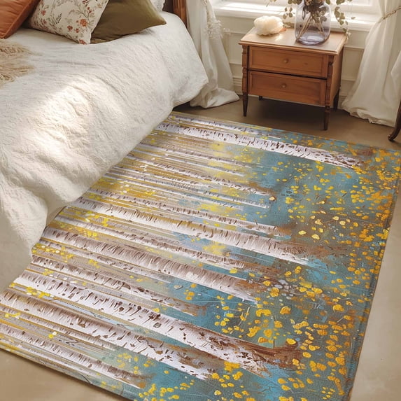 Area Rug 3x5ft Yellow Forest Plant Carpets Indoor Floor Area Mat ...