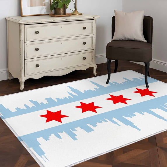 Area Rug 48×72in, Abstract Geometric Red Star Floor Carpet Living Room ...