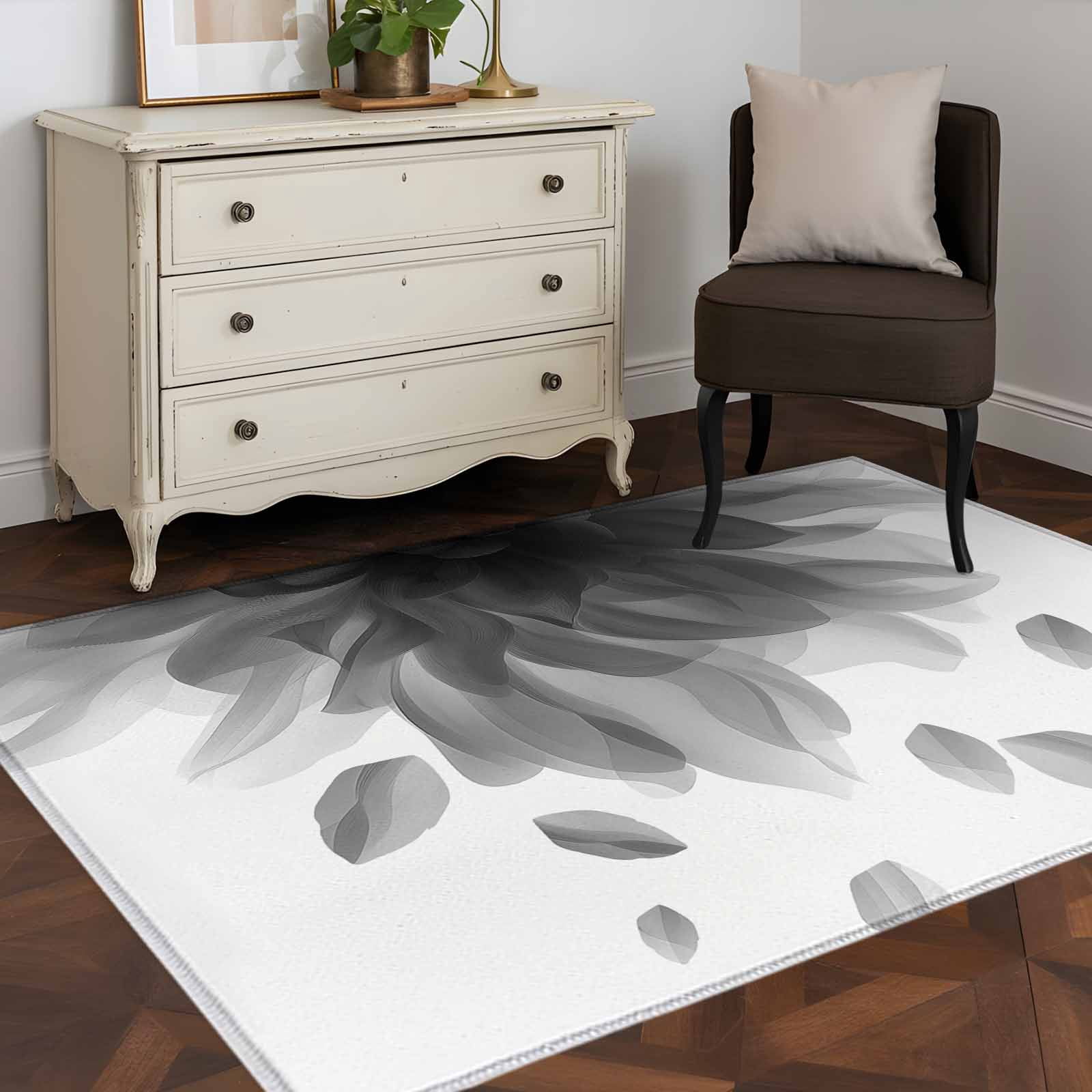 Area Rug 48×72in, Abstract Gray Flower Texture Floor Carpet Living Room ...