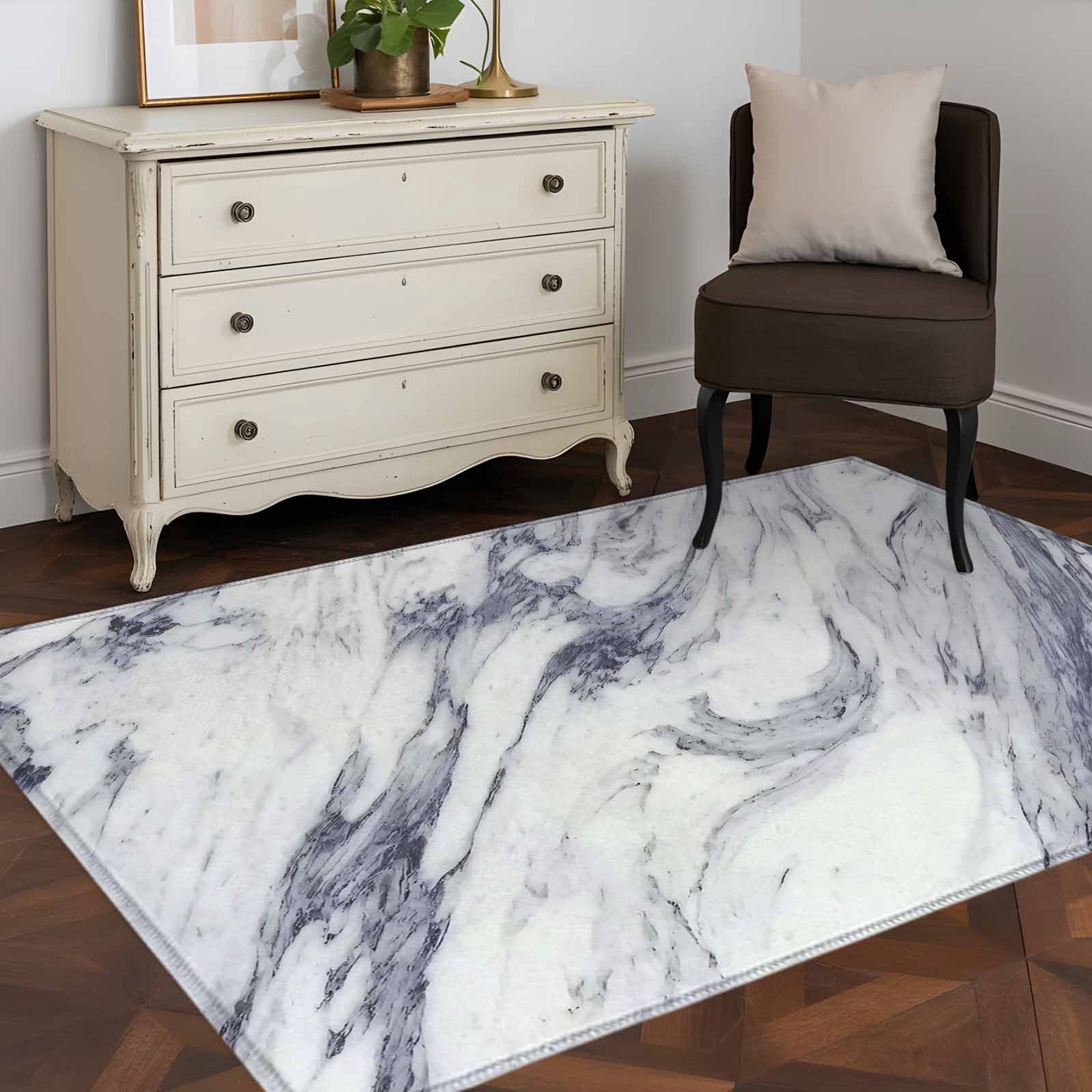 Area Rug 48×72in, Abstract Marble Texture Floor Carpet Living Room Rug ...