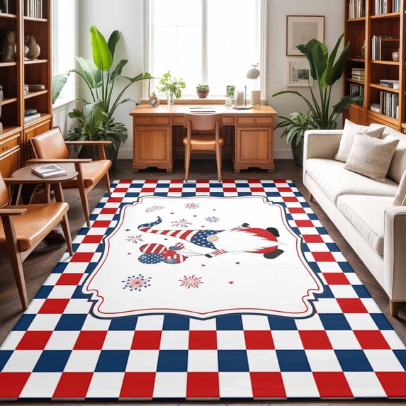 Area Rug 48×72in, American Patriotic Gnomes with Flag Balloon Floor ...