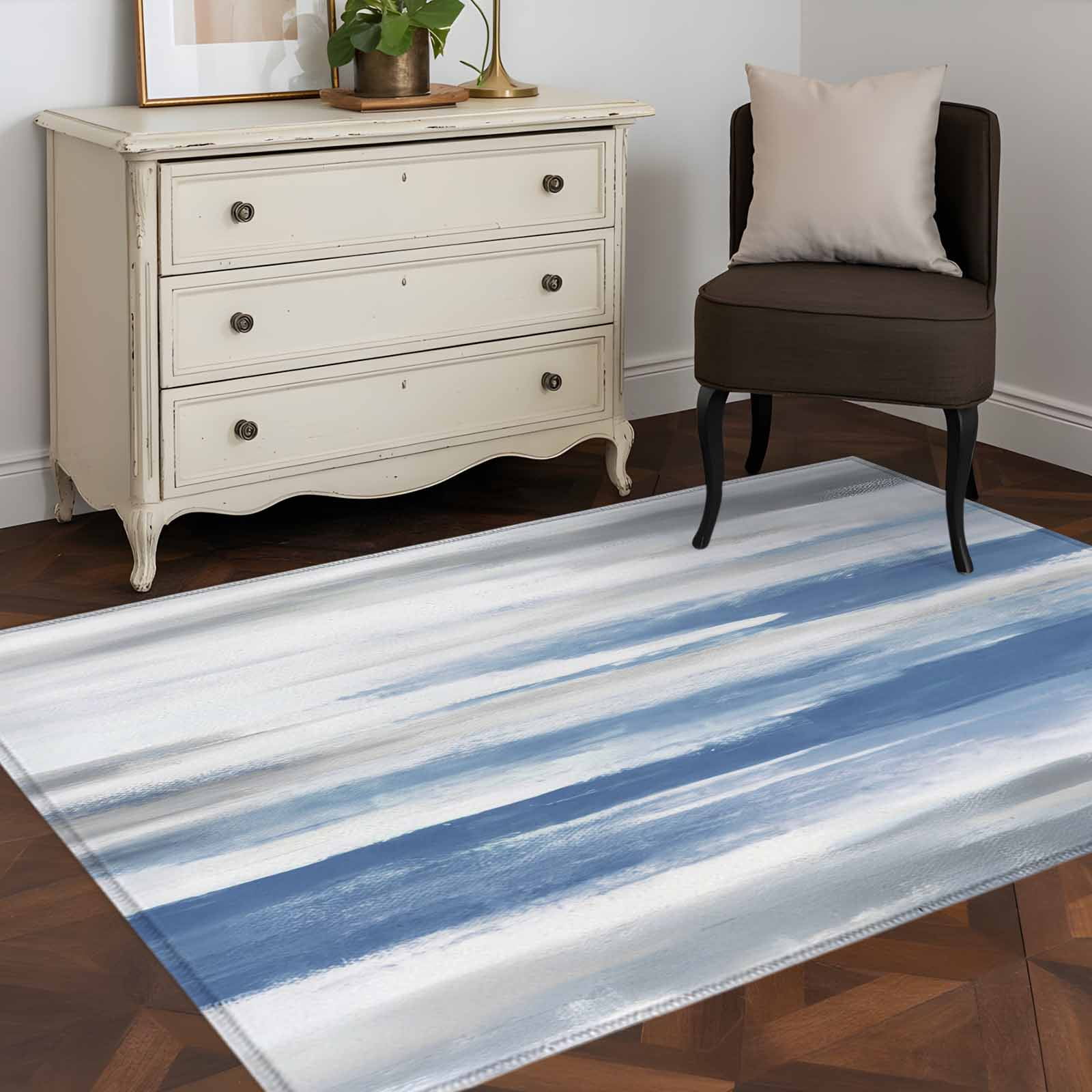 Area Rug 48×72in, Blue Gradient Oil Painting Art Floor Carpet Living ...