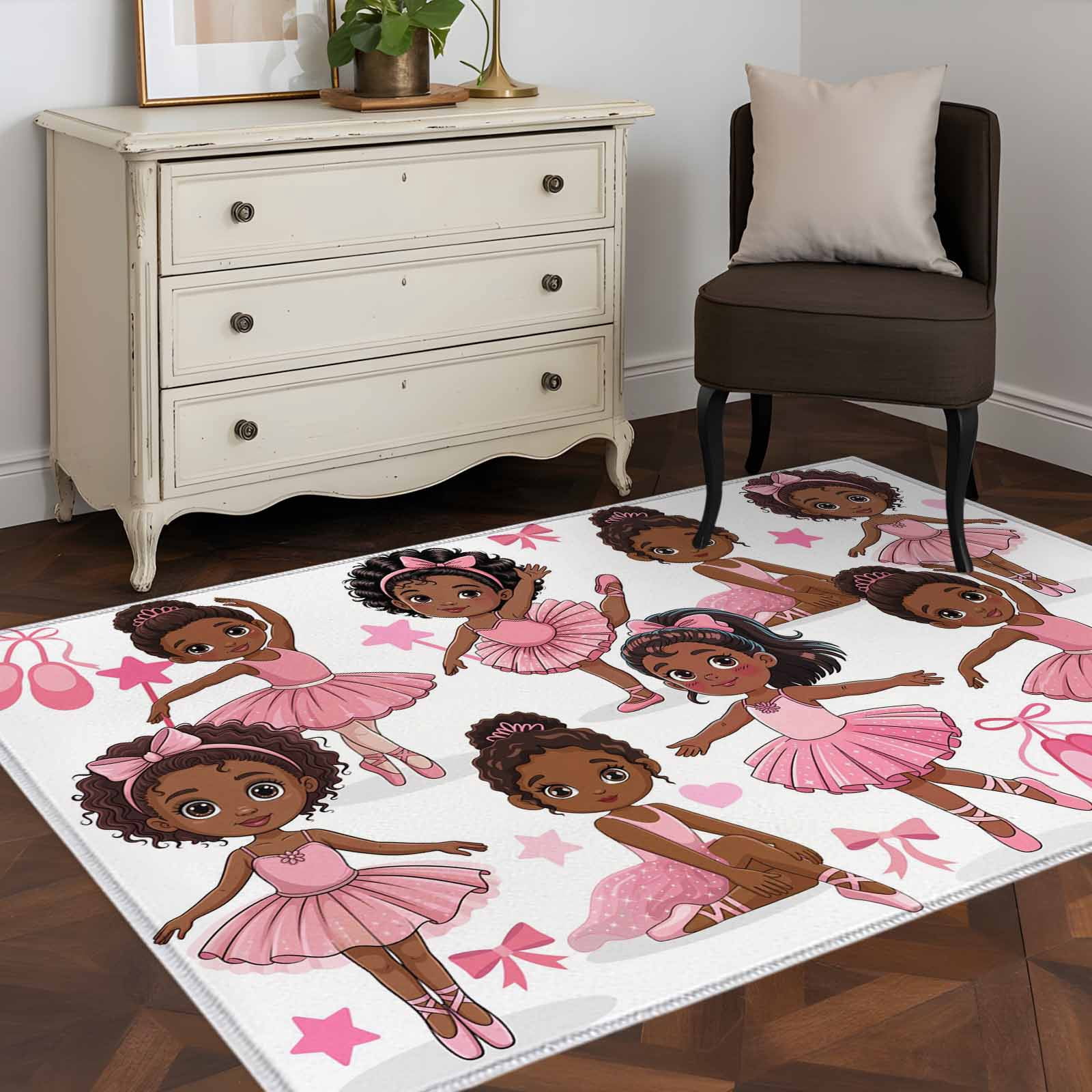 Area Rug 48×72in, Cartoon Children Ballet Dance Floor Carpet Living ...