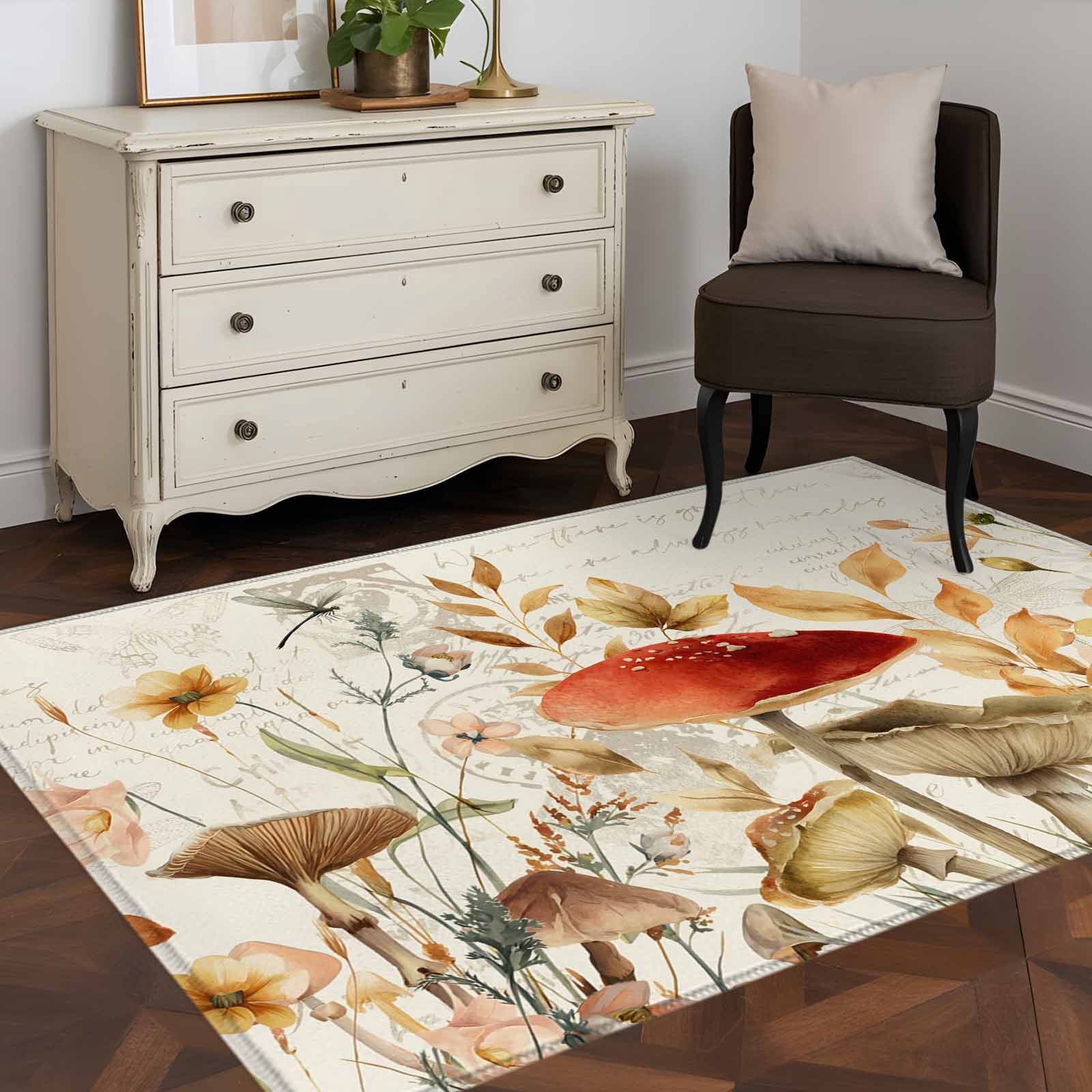 Area Rug 48×72in, Fall Leaves Floral Thanksgiving Floor Carpet Living ...