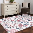 Area Rug 48×72in, Farm Ombre Red Pink Floral Floor Carpet Living Room ...