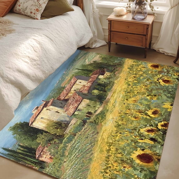 Area Rug 48×72in, Farmhouse Sunflower Field Floor Carpet Living Room ...