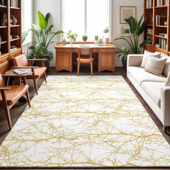 Area Rug 48×72in, Golden Branches Seamless Floor Carpet Living Room Rug ...