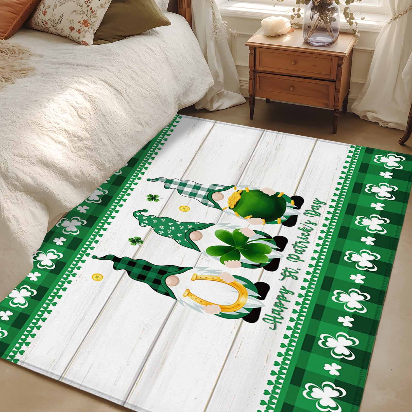 Area Rug 48×72in, Happy St. Patrick's Day Dwarf Floor Carpet Living ...