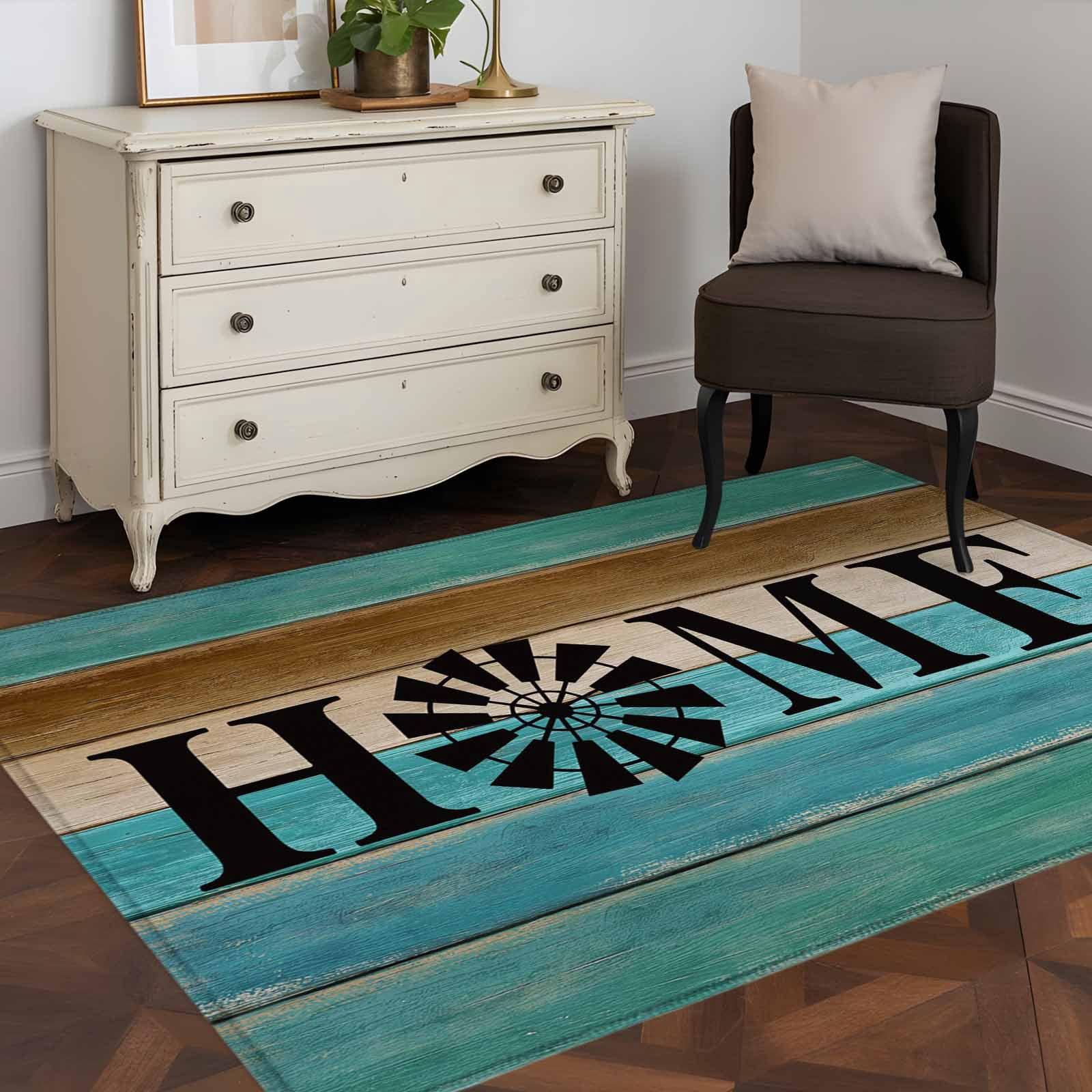 Area Rug 48×72in, Home Farm Retro Wood Board Floor Carpet Living Room ...