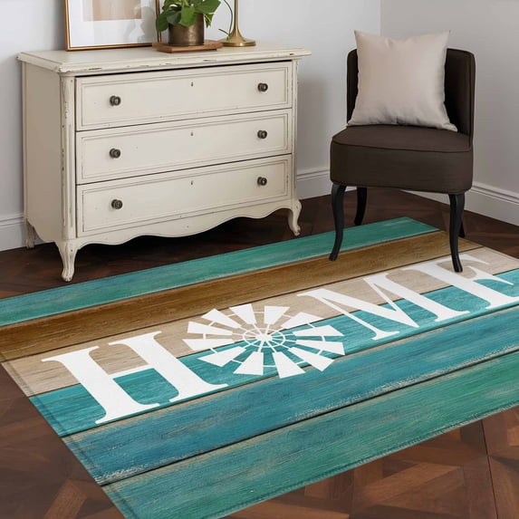 Area Rug 48×72in, Home Windmill Farmhouse Wooden Floor Carpet Living ...