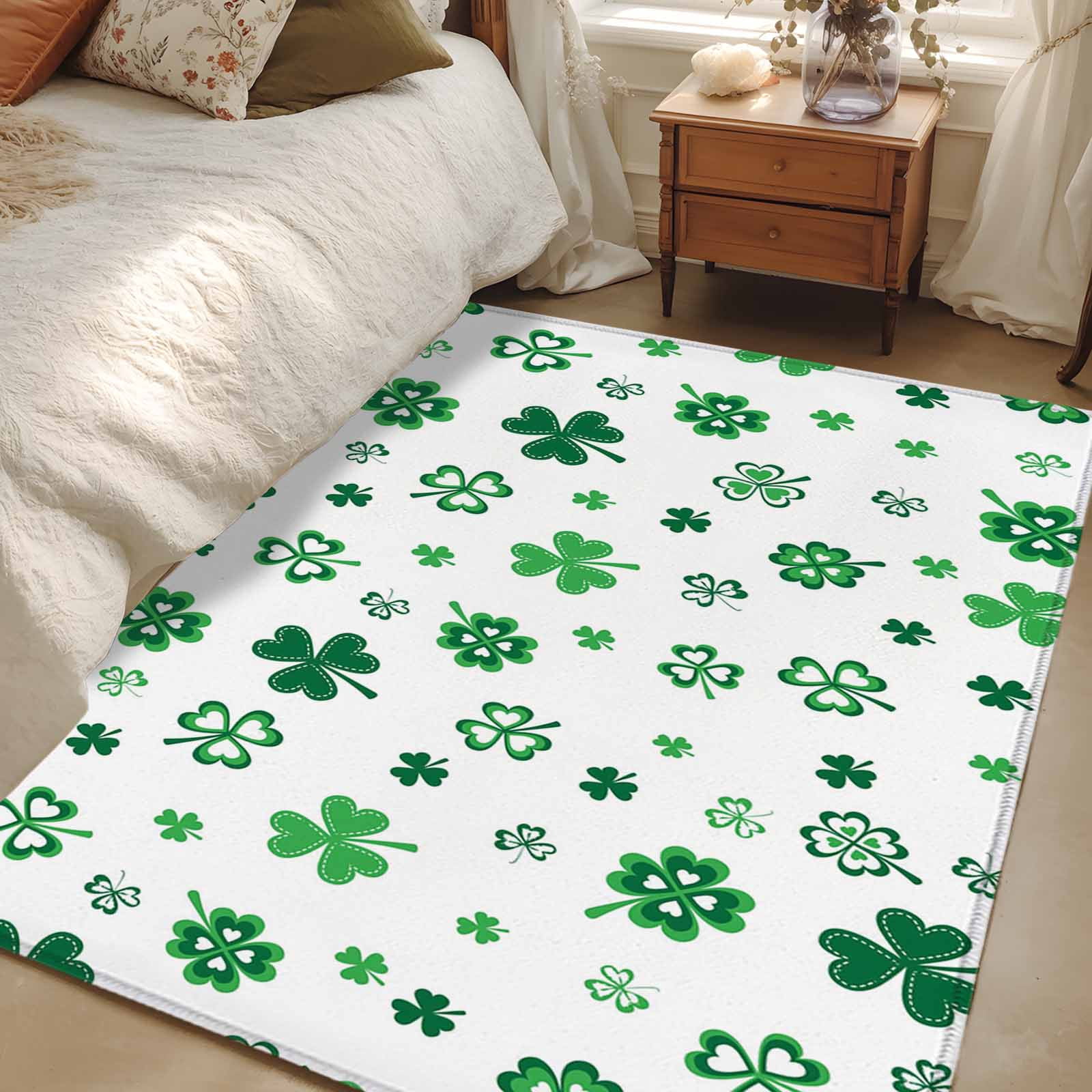 Area Rug 48×72in, Irish St. Patrick's Day Green Clovers Floor Carpet ...