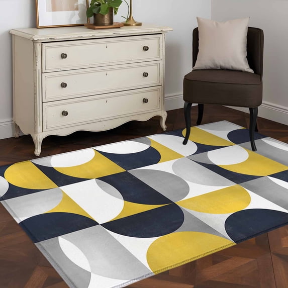 Area Rug 48×72in, Medieval Nordic Geometric Art Floor Carpet Living ...