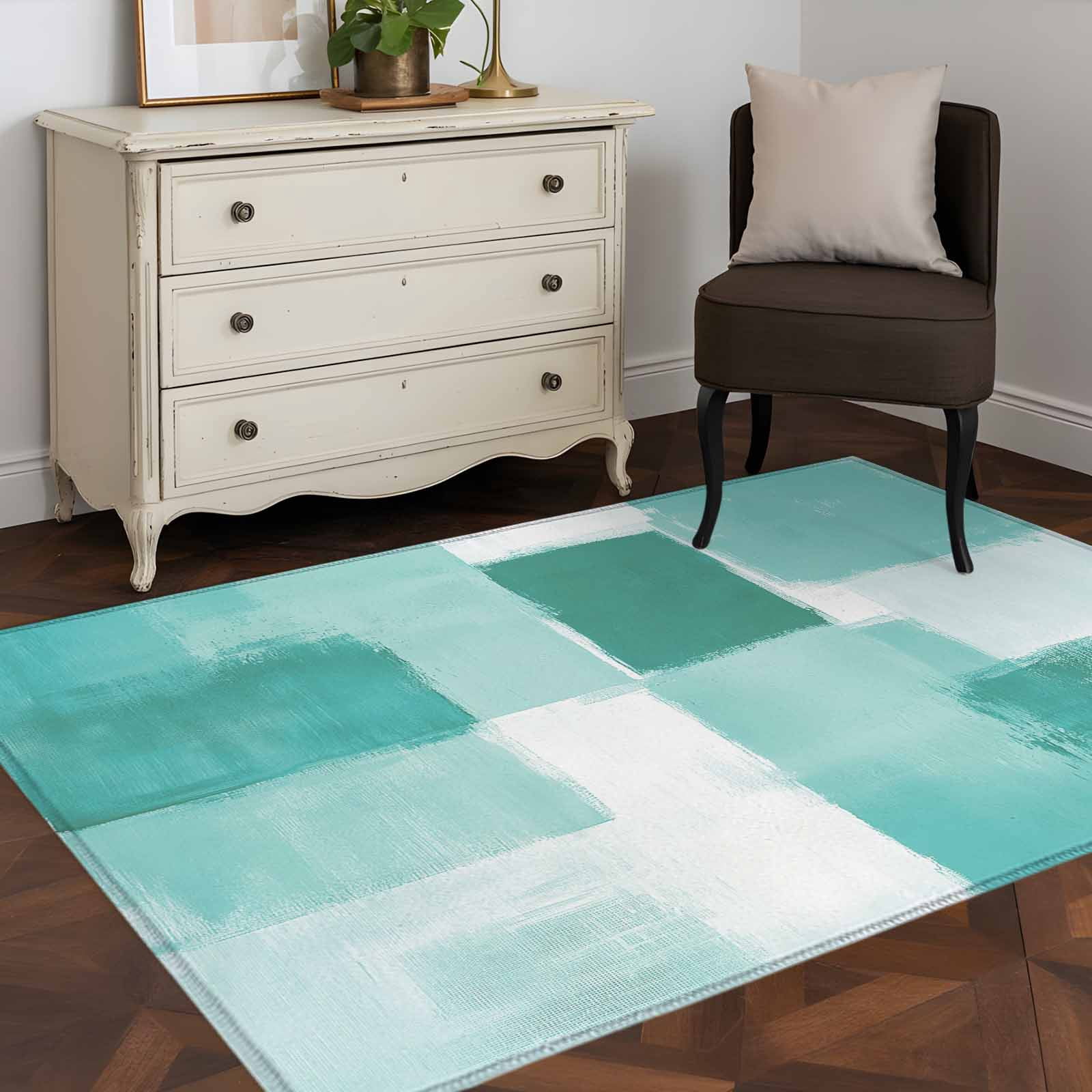 Area Rug 48×72in, Modern Green Gradient Floor Carpet Living Room Rug ...