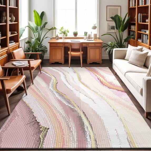 Area Rug 48×72in, Mosaic Art Abstract Stripe Texture Floor Carpet ...