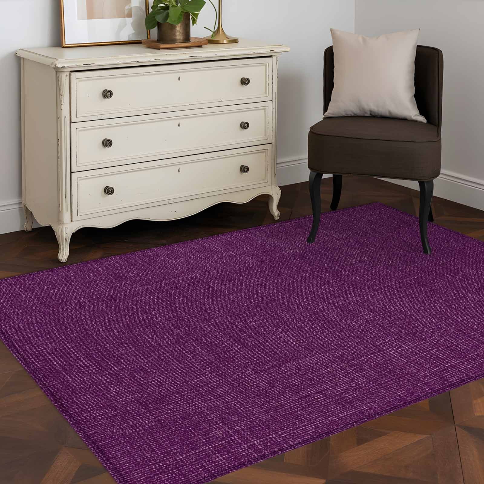 Area Rug 48×72in, Retro Dark Purple Linen Bottom Floor Carpet Living ...