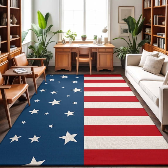 Area Rug 48×72in, Rustic American Star Stripes National Flag Floor ...