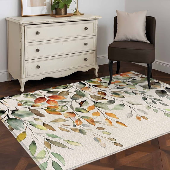 Area Rug 48×72in, Sage Green Eucalyptus Orange Gradient Floor Carpet ...