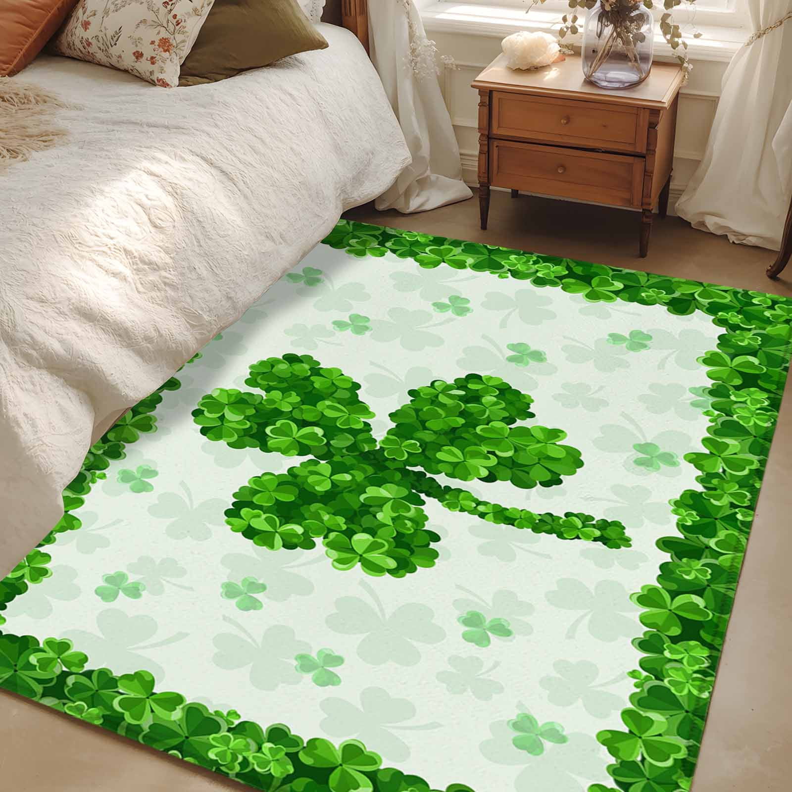 Area Rug 48×72in, Spring St. Patrick's Day Green Clovers Floor Carpet ...
