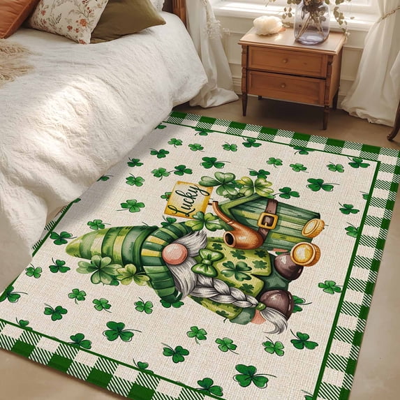 Area Rug 48×72in, St.Patrick Green Leaves and Cute Dwarf Floor Carpet ...