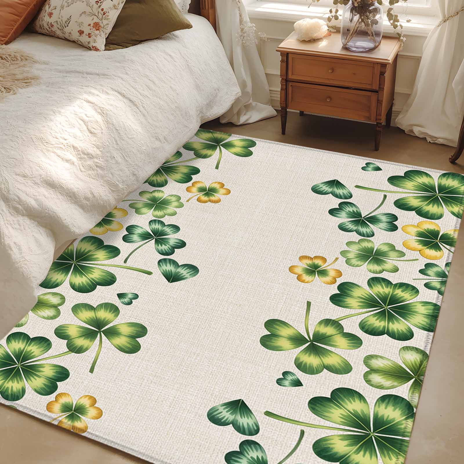 Area Rug 48×72in, St. Patrick's Day Clovers Leaf Floor Carpet Living ...