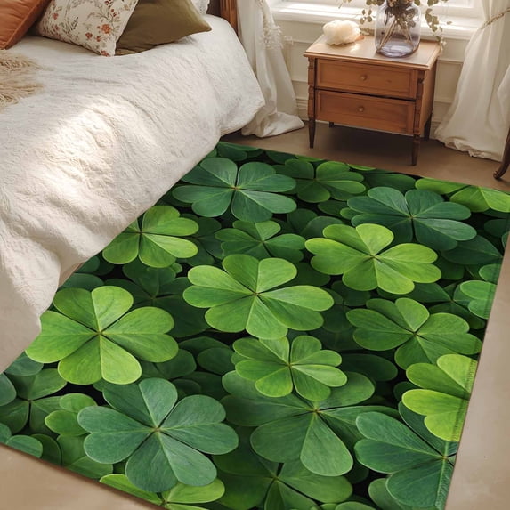 Area Rug 48×72in, St. Patrick's Day Lucky Clovers Leaves Floor Carpet ...