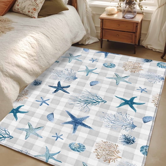 Area Rug 48×72in, Summer Sea Stars Corals Shells Floor Carpet Living ...