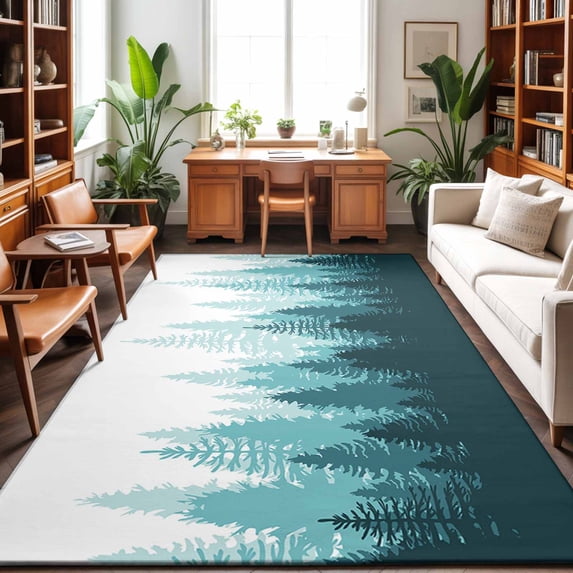 Area Rug 48×72in, Tree Forest Shadow Botanical Plants Floor Carpet ...