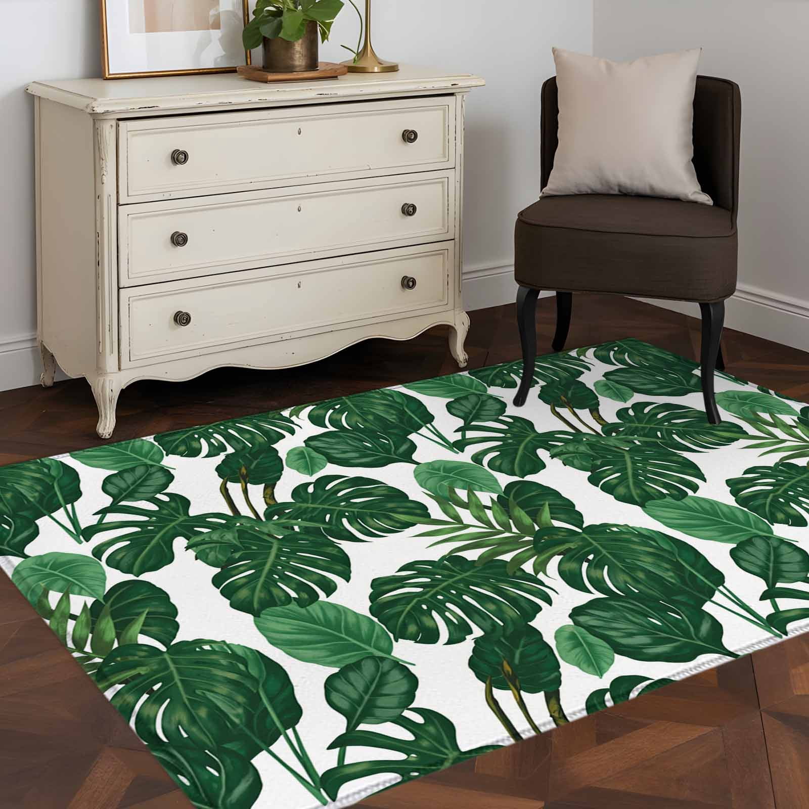 Area Rug 48×72in, Tropical Plants Turtle Backwood Floor Carpet Living ...