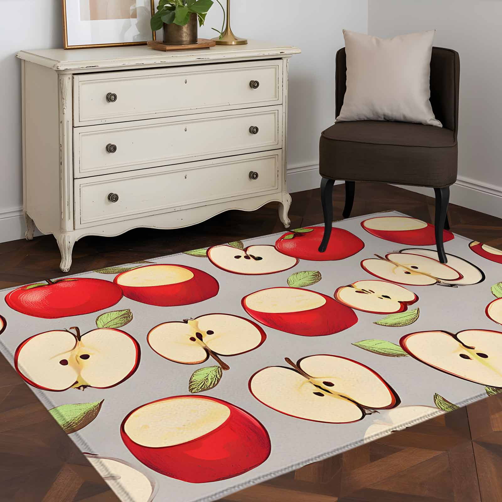 Area Rug 48×72in, Watercolor Red Apples Floor Carpet Living Room Rug ...