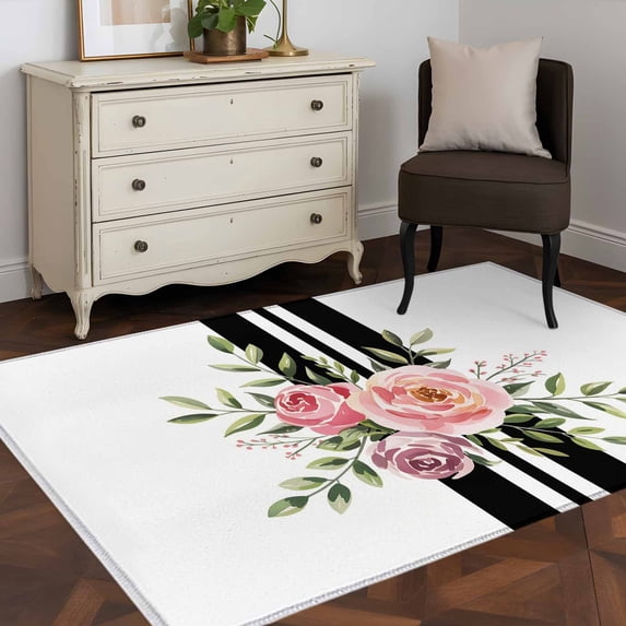 Area Rug 48×72in, Watercolor Romantic Roses Valentine's Day Floor ...