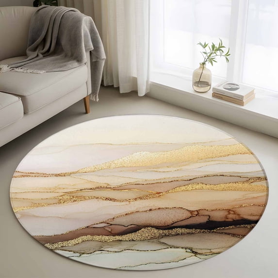 Area Rug 48in, Abstract Marble Ombre Texture Floor Carpet Living Room ...