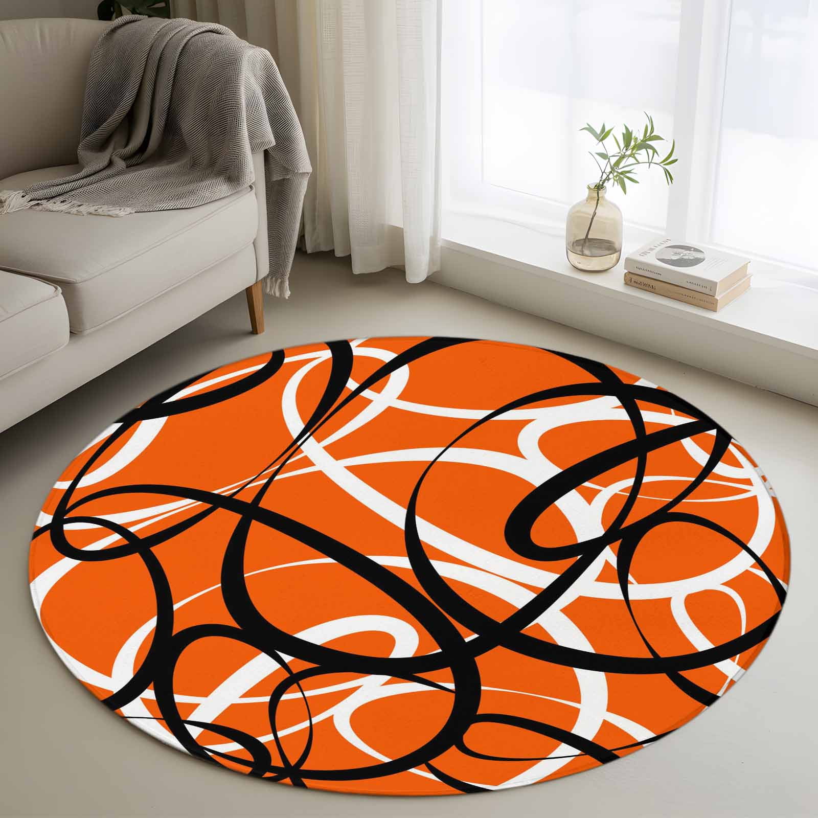 Area Rug 48in, Abstraction Distortion Lines Art Floor Carpet Living ...