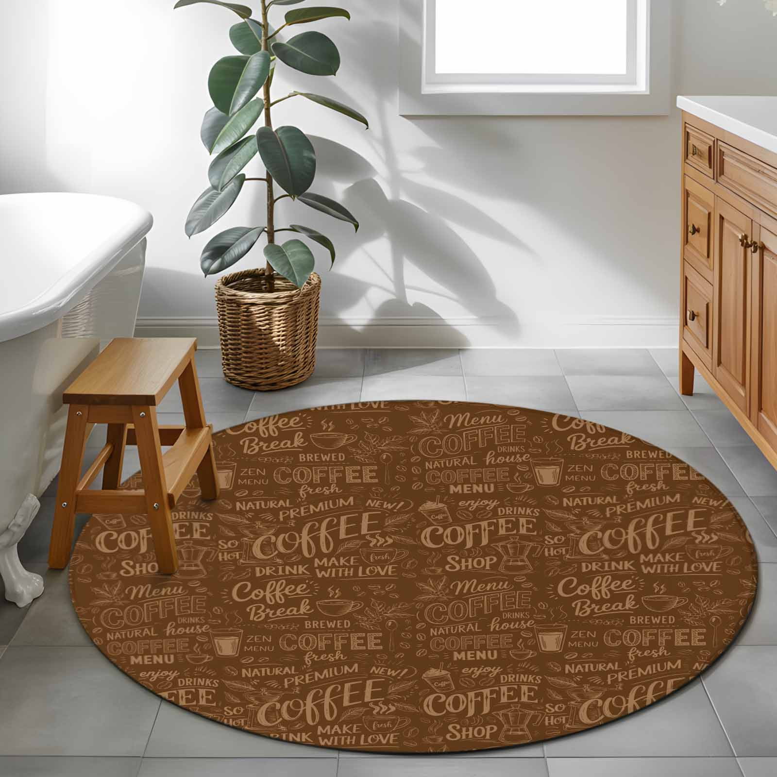 Area Rug 48in, Coffee Milk Tea and Cocoa Bean Floor Carpet Living Room ...
