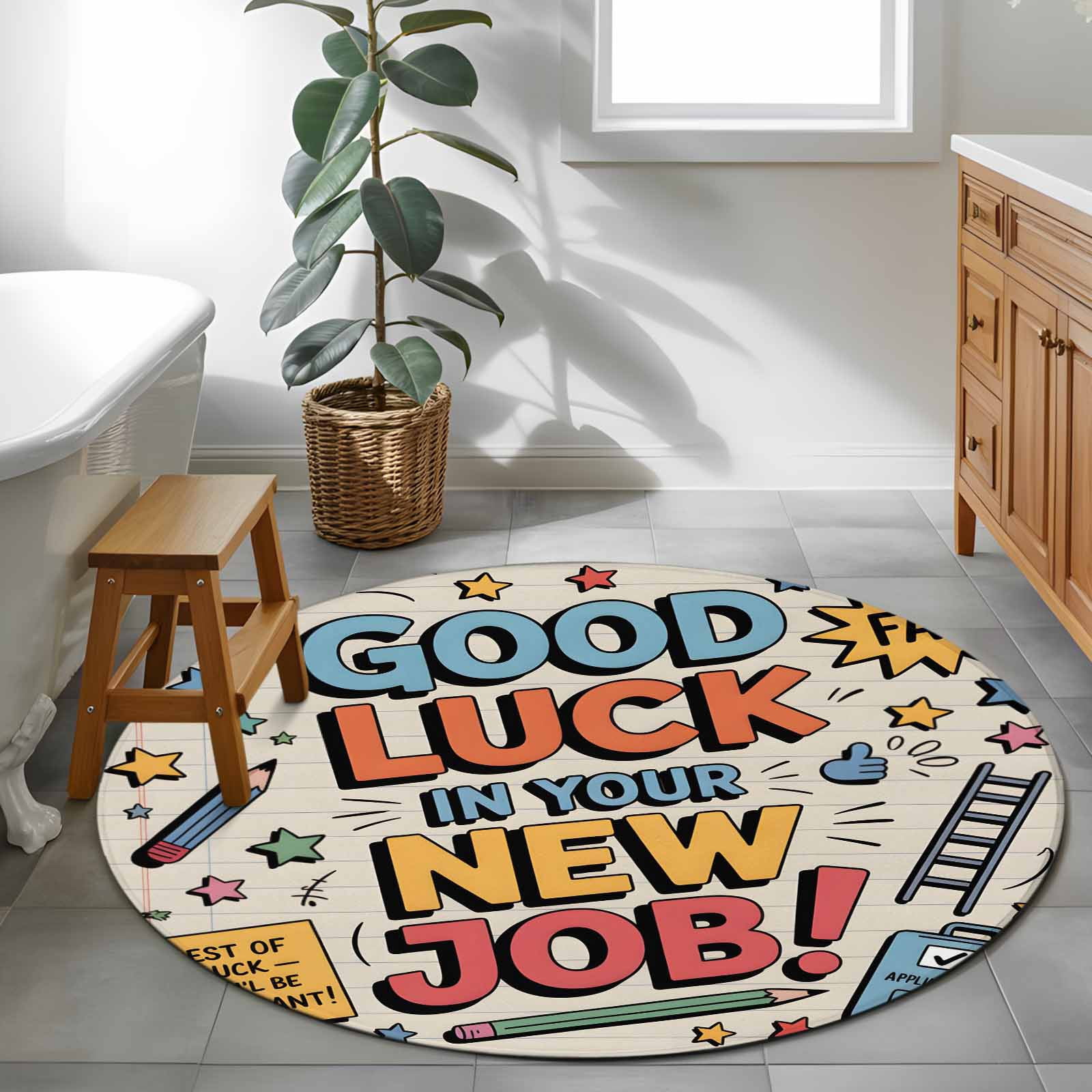 Area Rug 48in, Good Luck in Your New Job Floor Carpet Living Room Rug ...