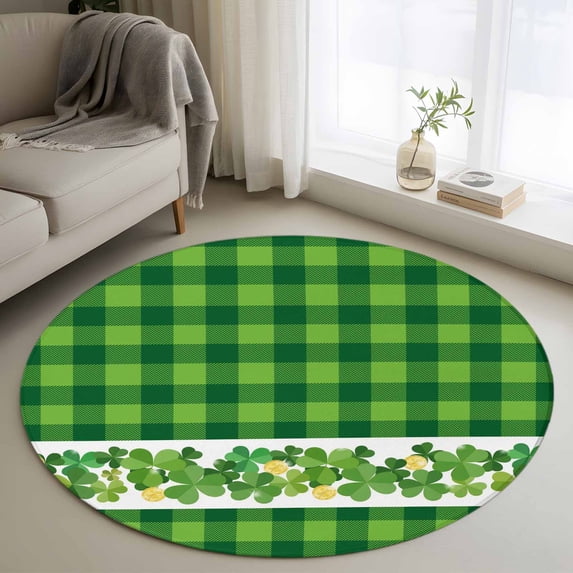 Area Rug 48in, Irish Lucky Shamrock Threeleaf Grass Floor Carpet Living ...
