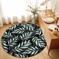 Area Rug 48in, Leaf Silhouettes on Black Floor Carpet Living Room Rug ...